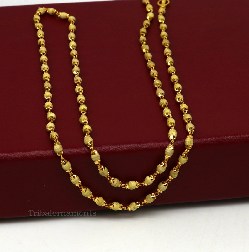 22kt Yellow Gold 3mm Basil Rosarytulsi Chain Necklace - Etsy