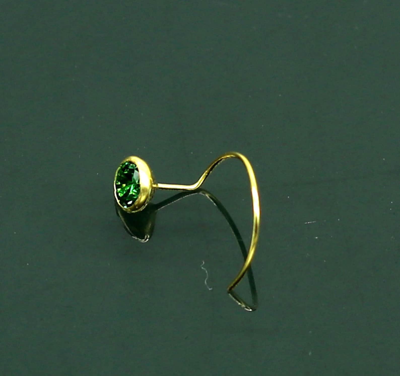 3.5mm tiny 18kt yellow gold handmade single stone nose pin U | Etsy