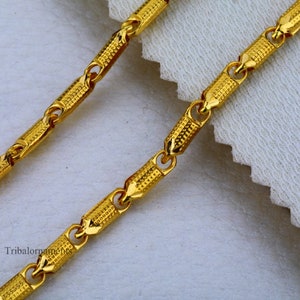 22kt Yellow Gold Handmade Diamond Cut Design Choco Chain Stylish ...