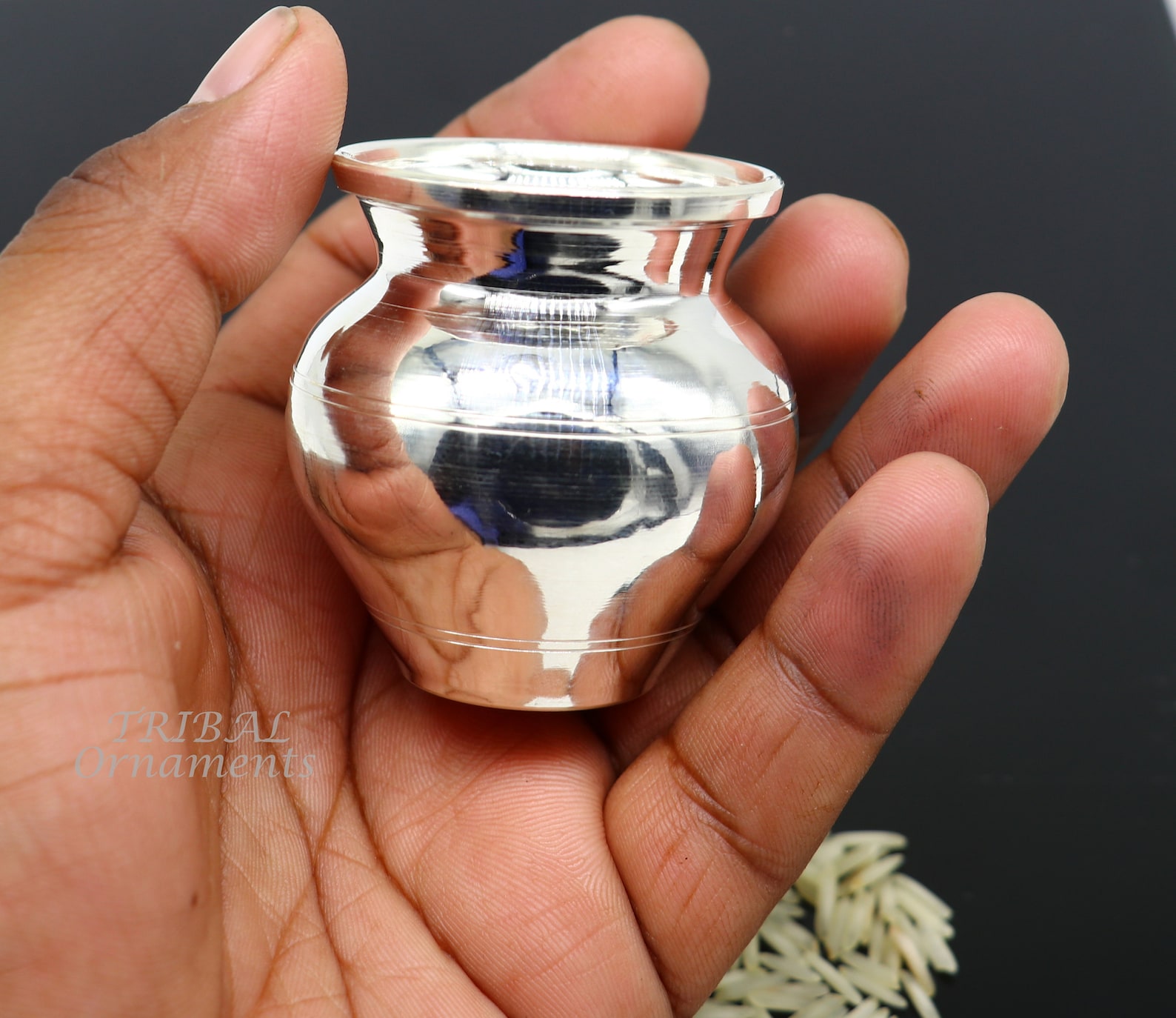 Pure 925 Sterling Silver Handmade Plain Small Kalash or Pot, Unique ...