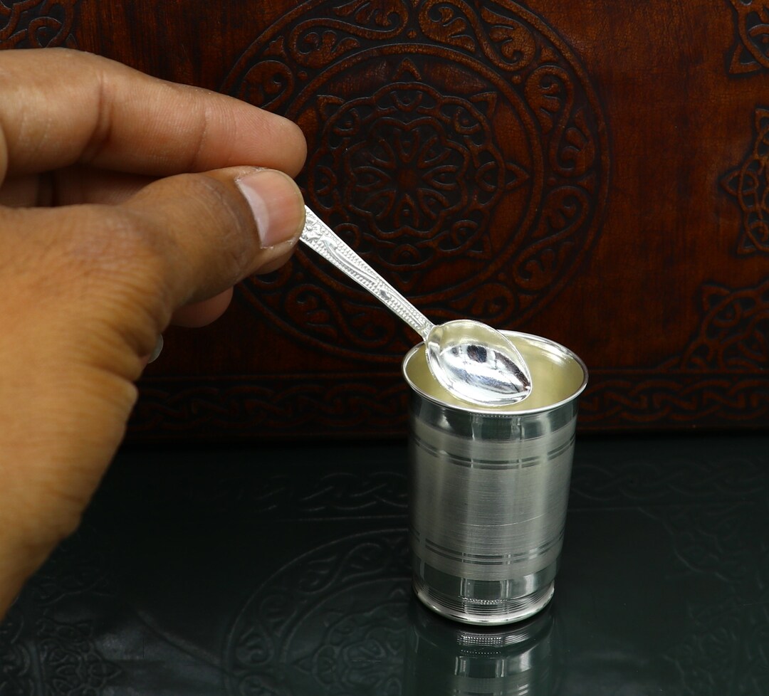 999 Fine Silver Handmade Water/milk Glass Tumbler, Silver Flask, Baby ...