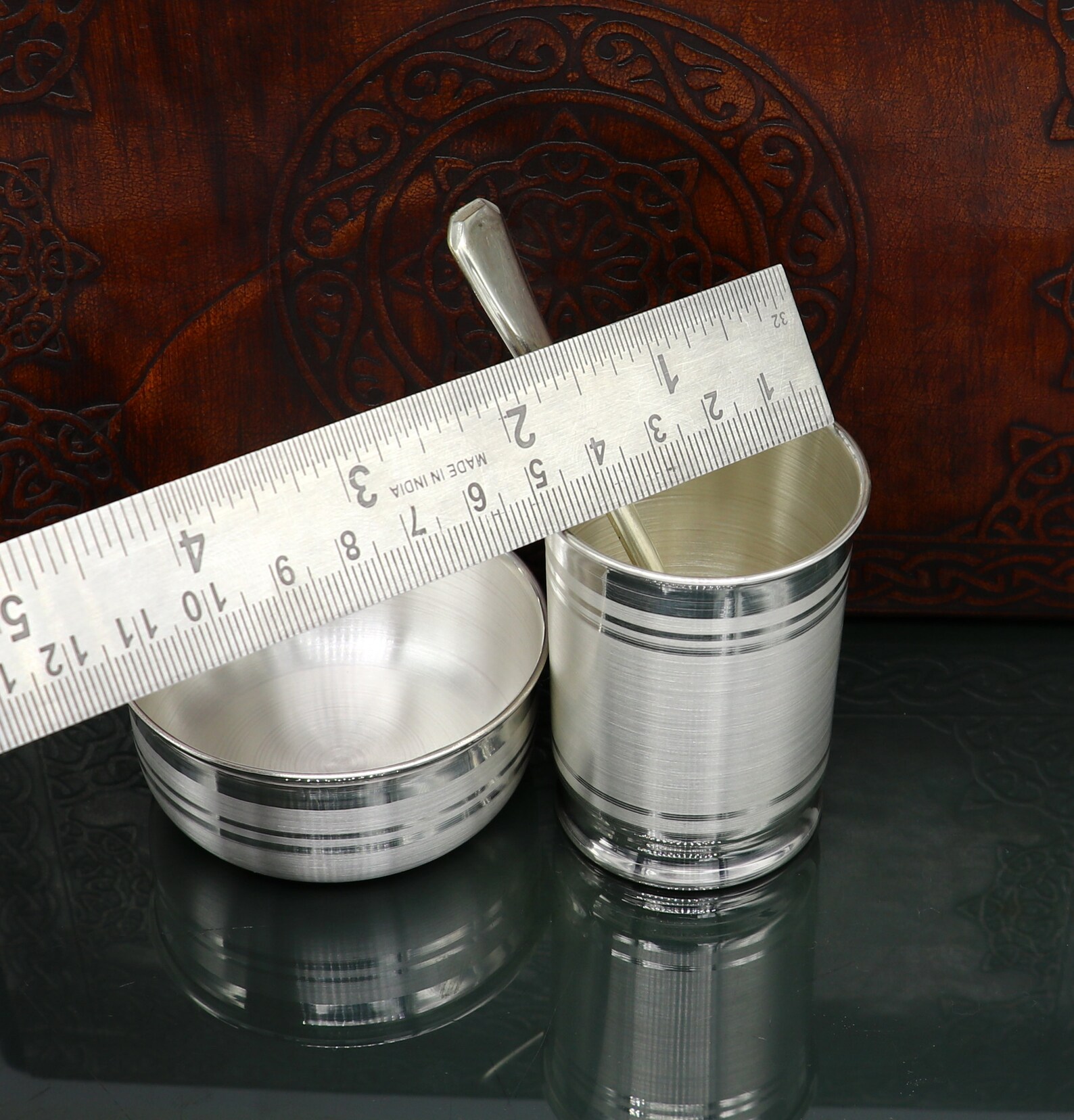 999 Pure Silver Combo Bowl and Water/milk Tumbler Silver | Etsy