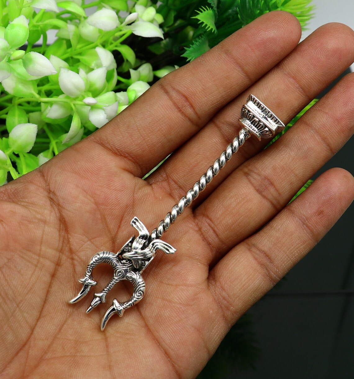 925 Sterling Silver Handmade Lord Shiva Trident With Damaru, Fabulous ...