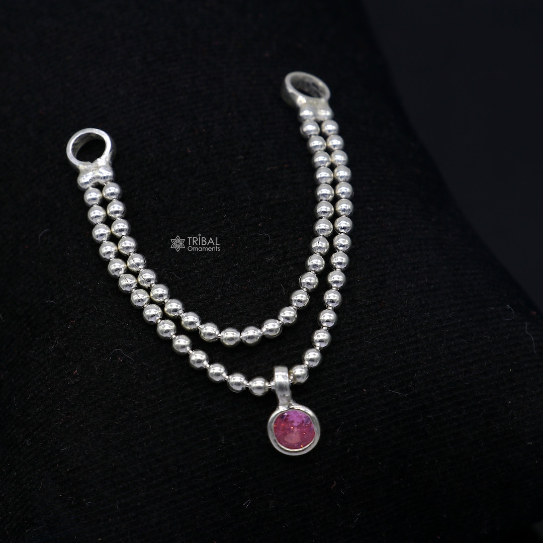 925 Sterling Silver 2 Line Beaded Chain Necklace for Lord Krishna Laddu ...