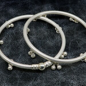 Sterling Silver Handmade Gorgeous Foot Bangle Bracelet Kada, Excellent ...