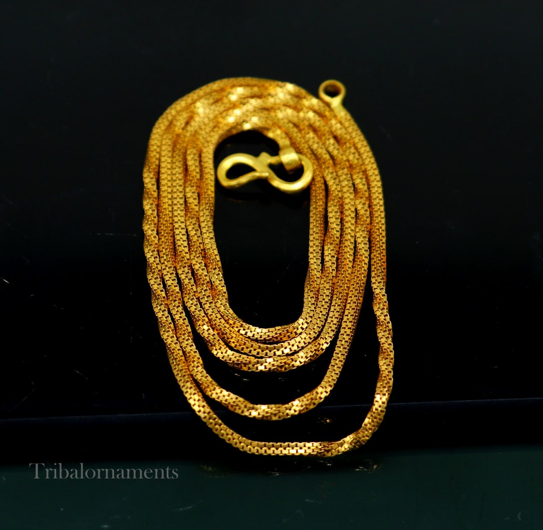 22kt Yellow Gold Square Box Chain Customized Design Chain Unisex Light ...