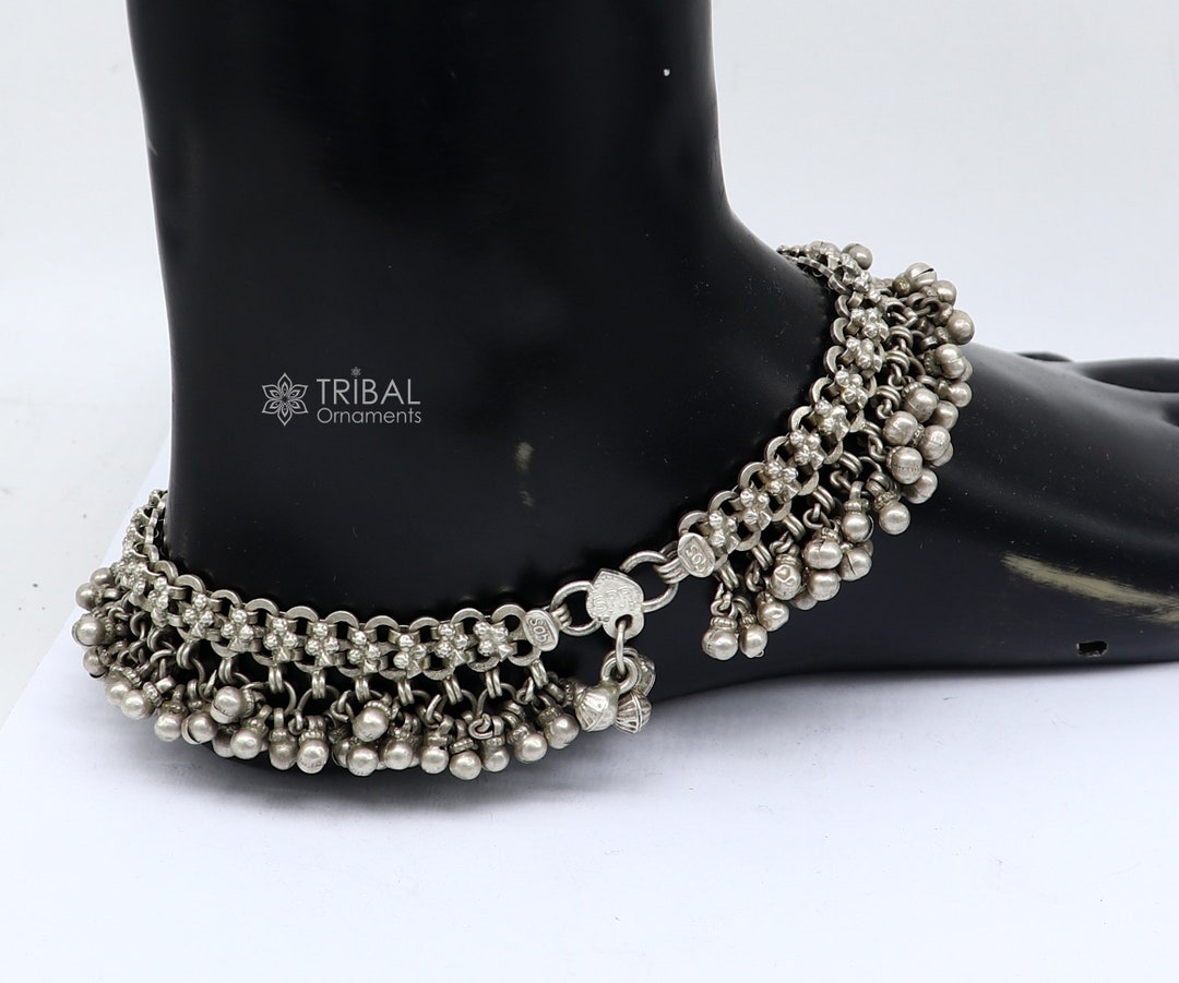 Single Anklet Vintage Old Solid Silver Handmade Gorgeous Women's Ankle ...