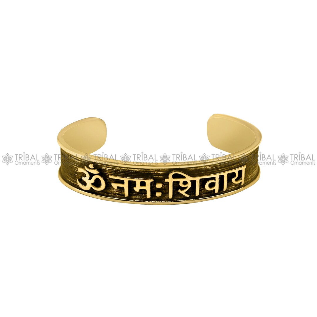 Amazing "aum Namah Shivay "open Face Cuff Kada 925 Sterling Silver ...