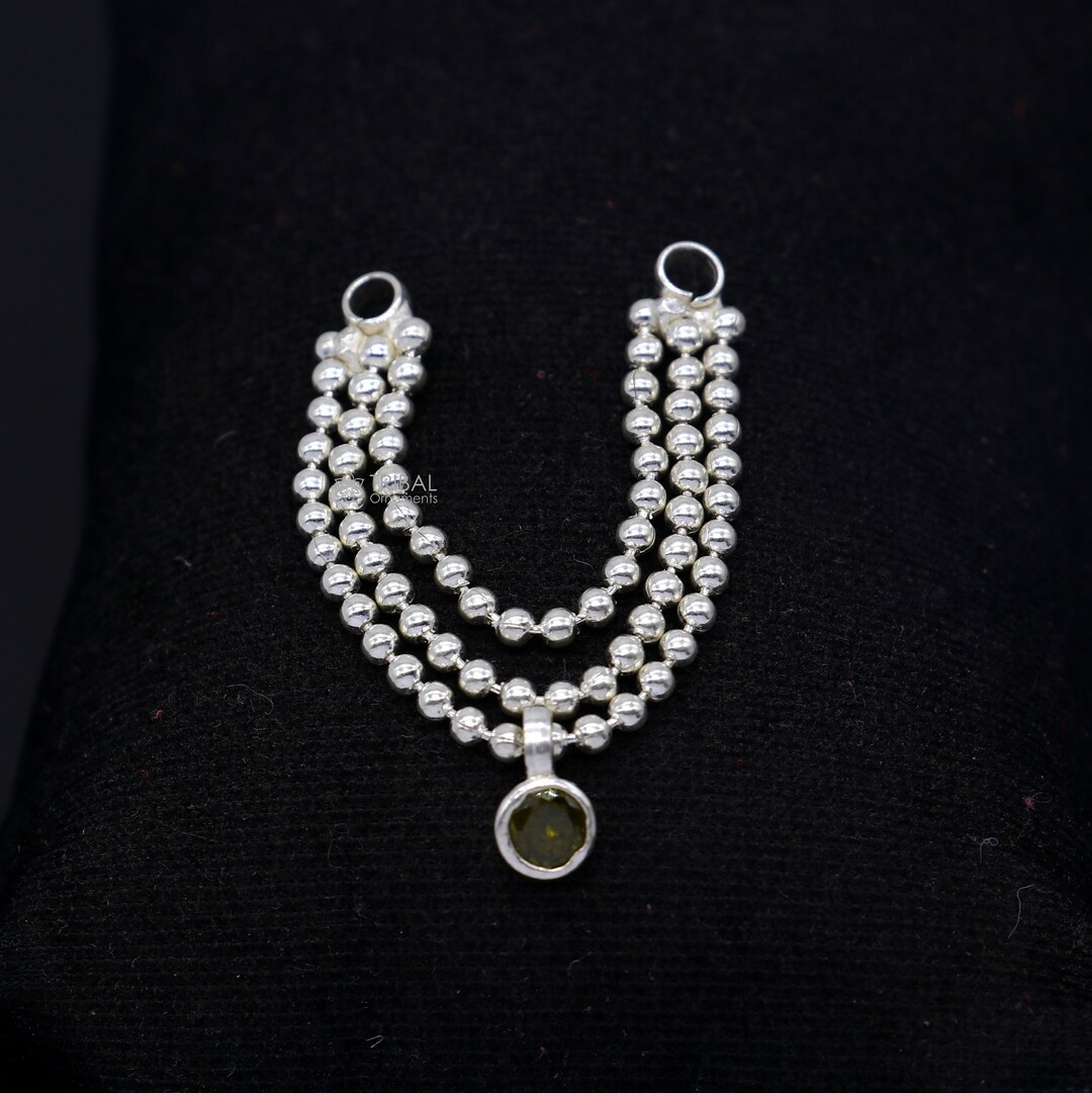 925 Sterling Silver 3 Line Beaded Chain Necklace for Lord Krishna Laddu ...