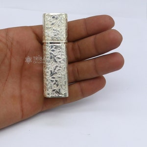 925 Sterling Silver Lipstick Case or Holder Amazing Handmade Floral ...