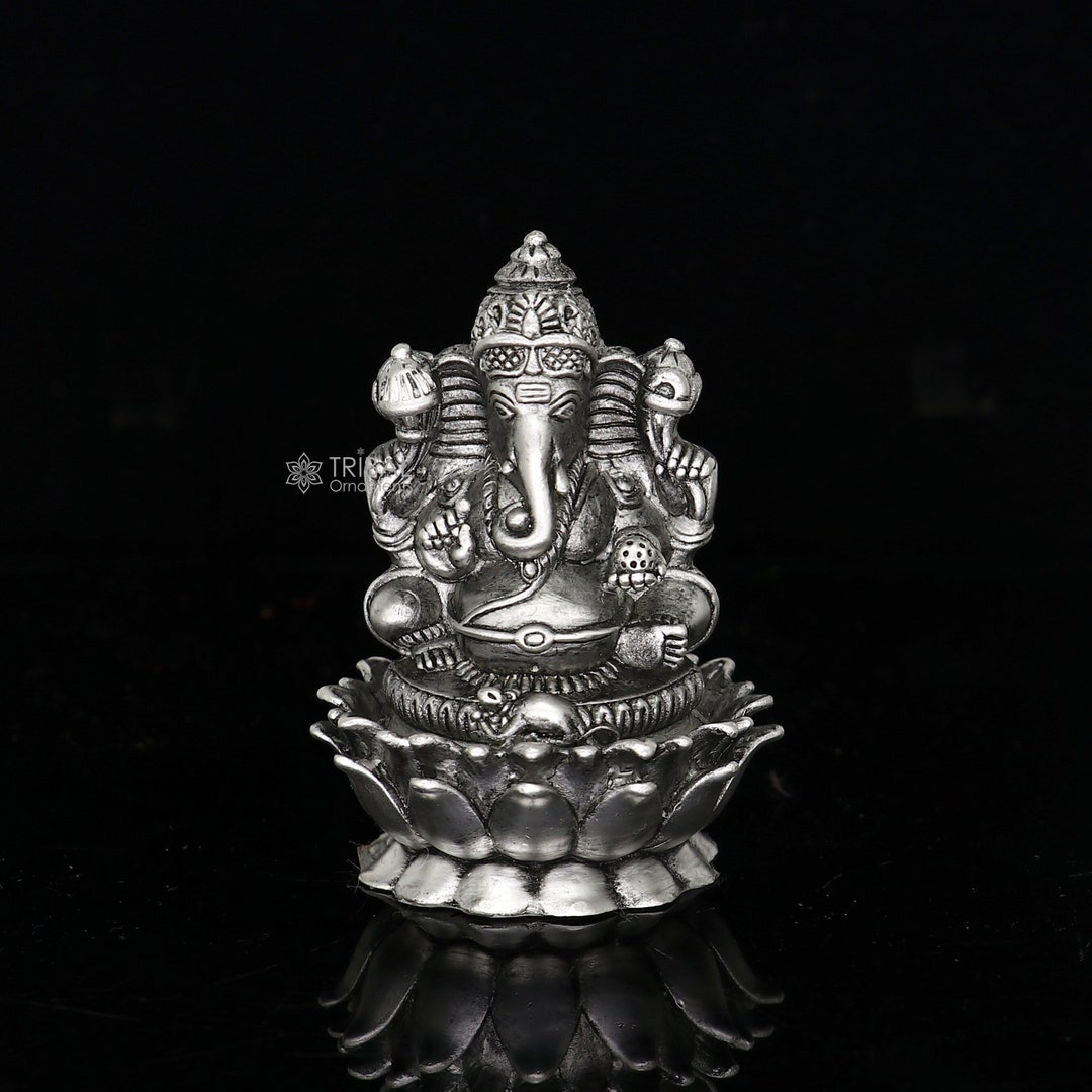 925 Sterling Silver Lord Ganesh Idol, Pooja Articles, Silver Idols ...