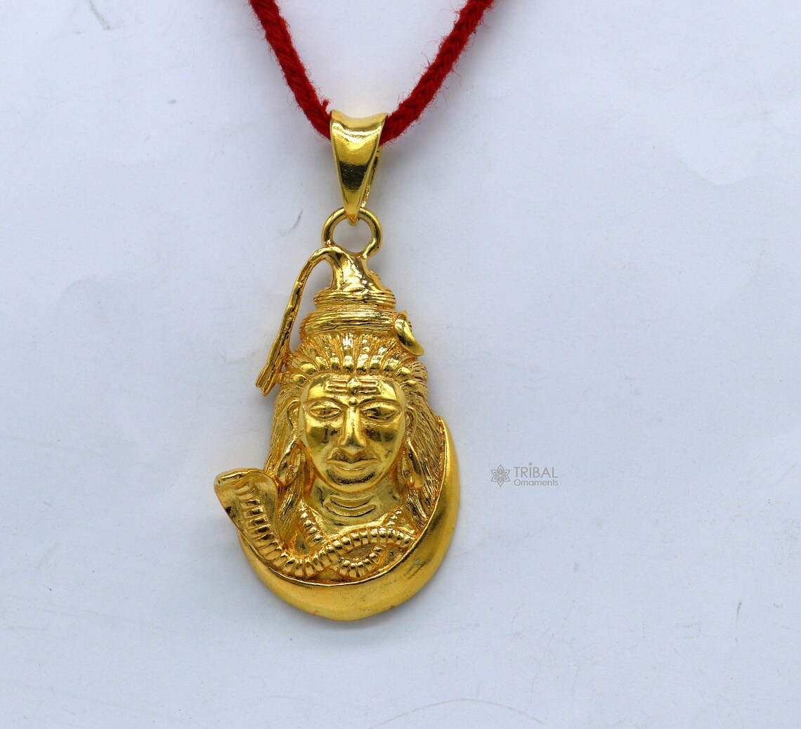 925 Sterling Silver Amazing Gold Polished Idol Lord Shiva Pendant ...