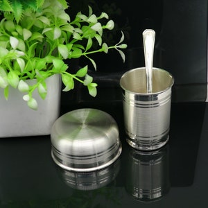 999 Pure Silver Combo Bowl and Water/milk Tumbler, Silver Vessel ...