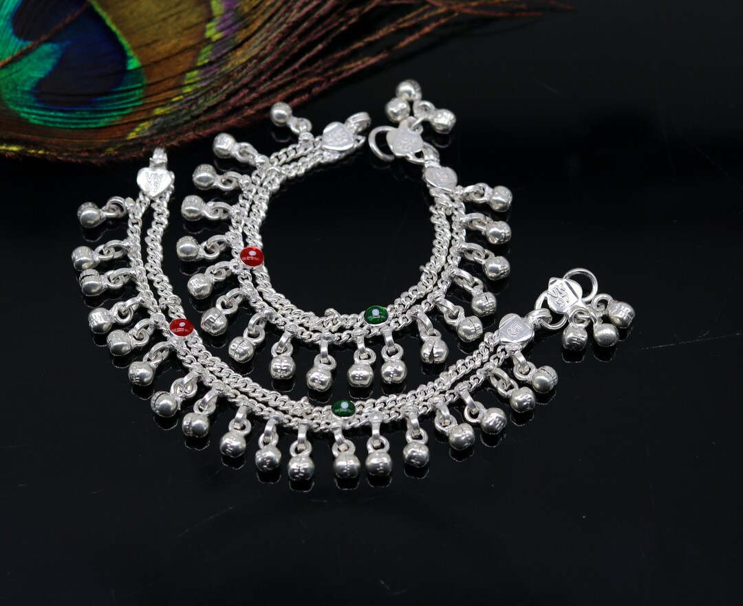 5" New Born Baby Charming Anklets Bracelet, Double Chain Jingle Bells ...