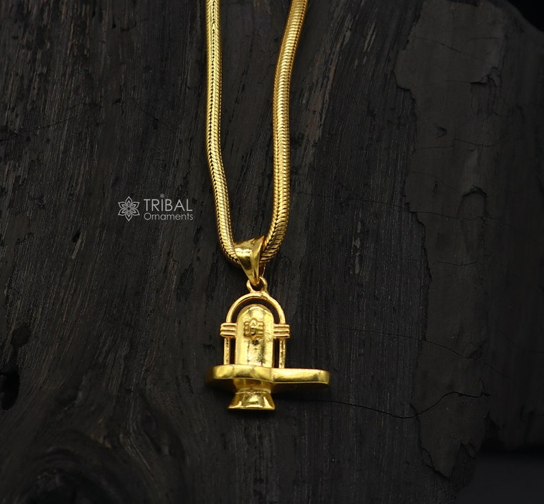 925 Sterling Silver Divine Hindu Idol Lord Shiva Lingam Gold Polished ...