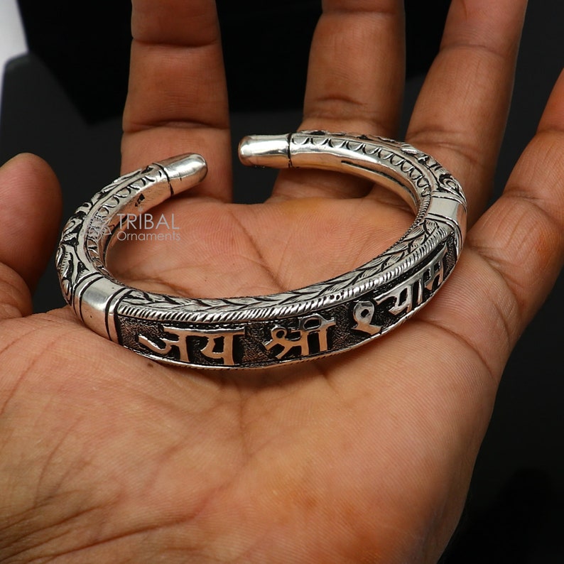 Divine Lord Krishna "jai Shri Shyam" Matra Handmade 925 Sterling Silver ...