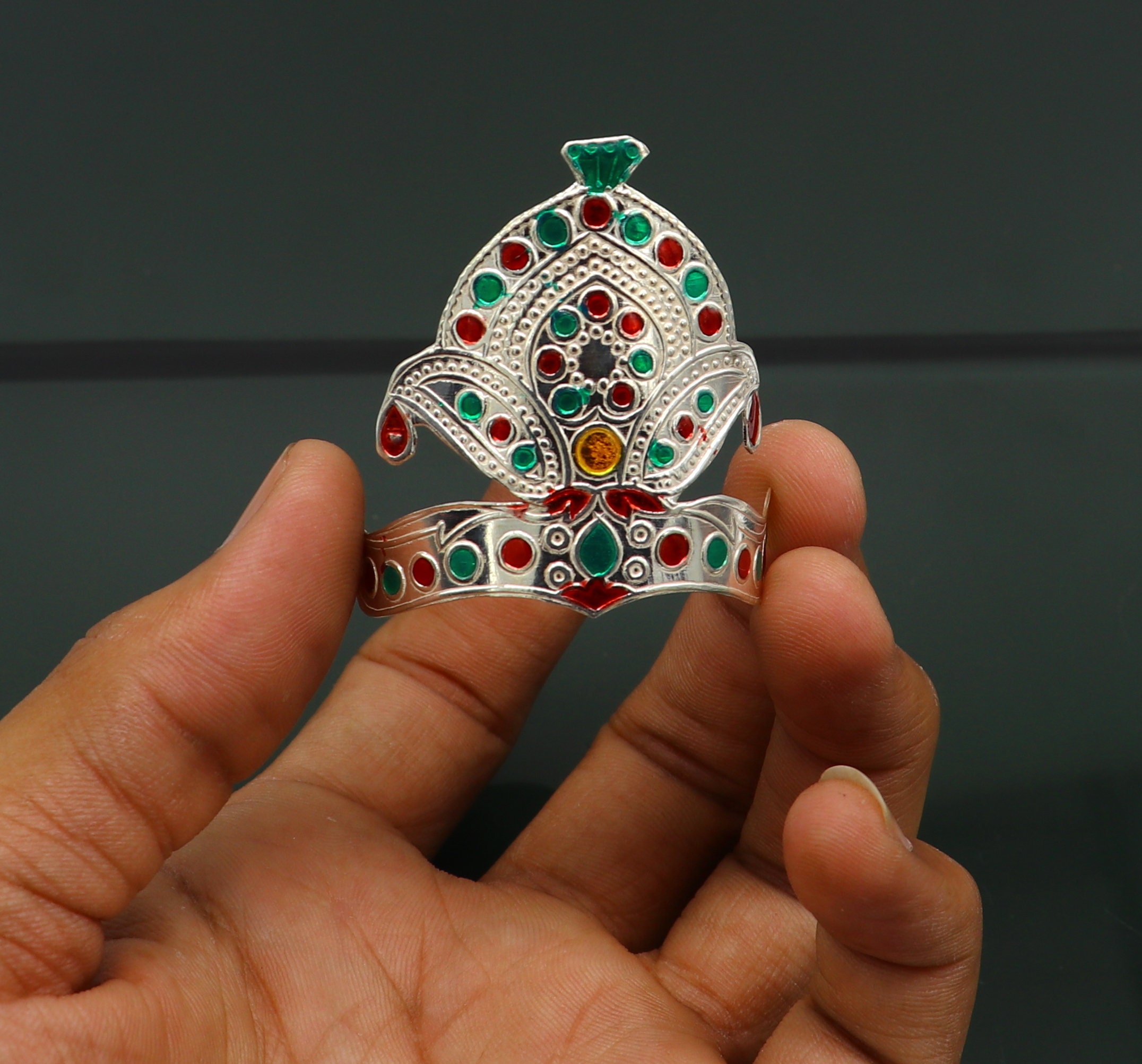 Pure 925 sterling silver vintage antique design mukut crown | Etsy