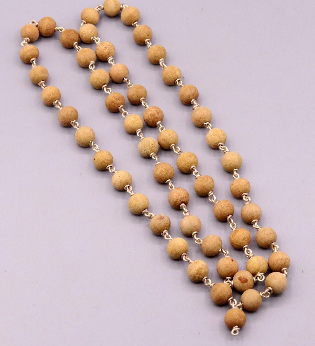 Sandal Chandan Wood Handmade Beads 925 Solid Silver Handmade Chain ...