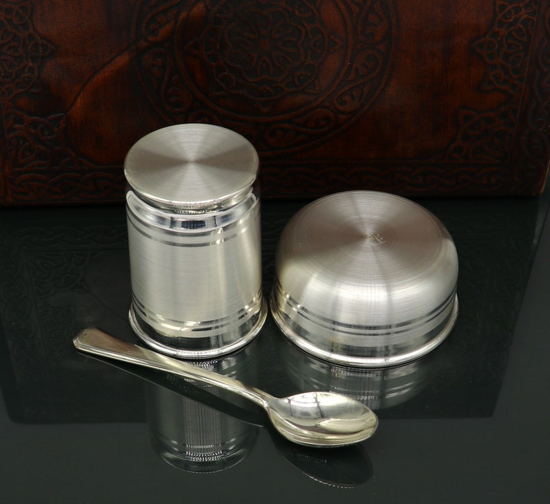 999 Pure Silver Combo Bowl and Water/milk Tumbler, Silver Vessel ...