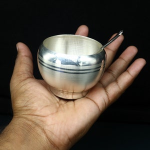 999 Fine Silver Handmade Small Baby Bowl and Spoon Set, Silver Tumbler ...