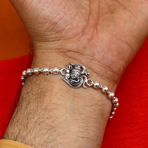Lord Shiva Bracelet 925 Sterling Silver Bracelet Rudraksha Silver Beads ...