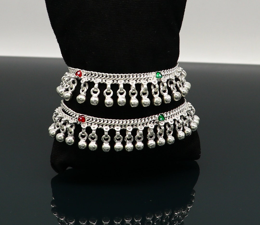 5 Long Sterling Silver Customized Baby Anklets, Stunning Hanging Waved ...