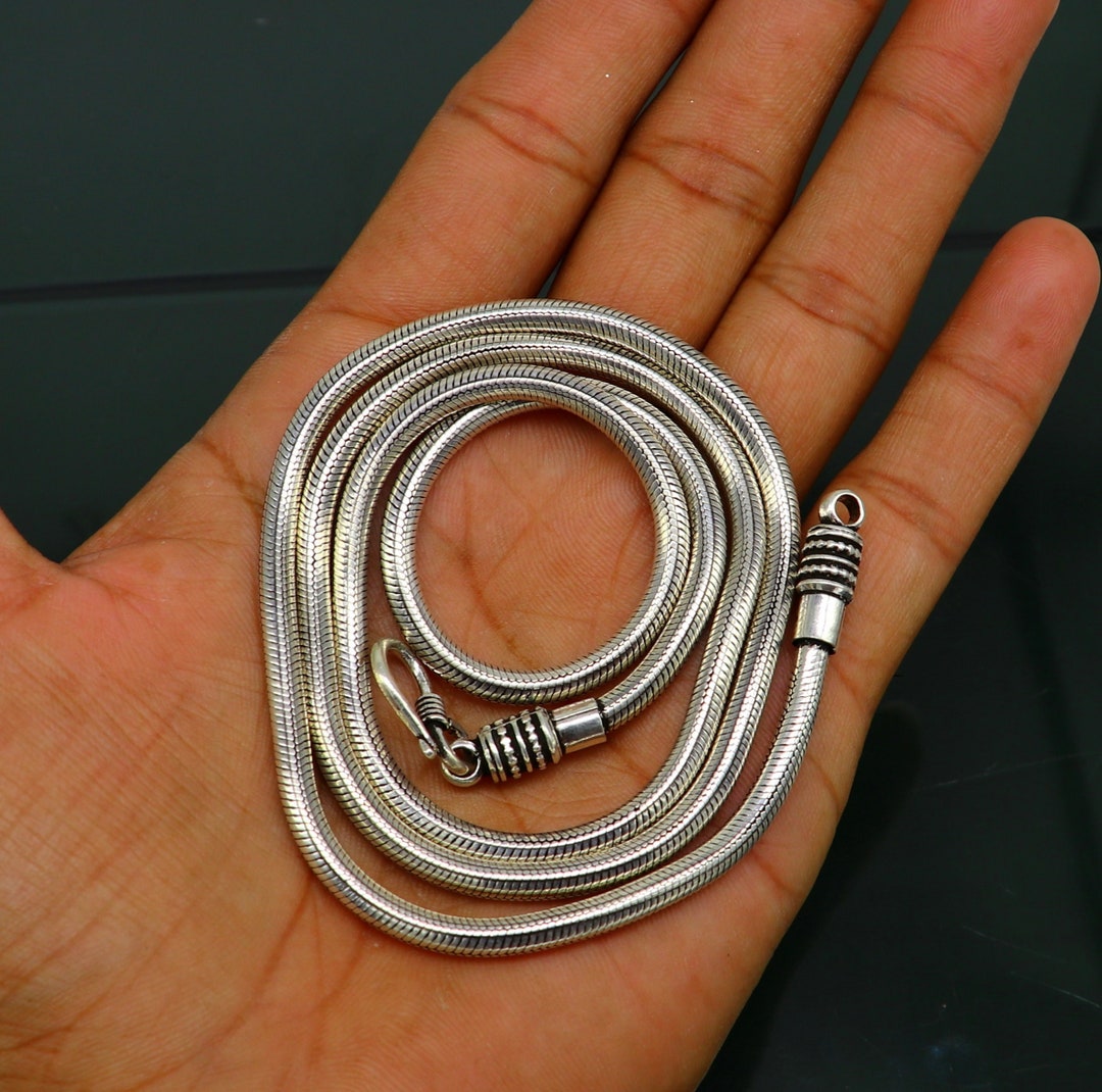 4 Mm 16" to 30" Long Screw Chain 925 Sterling Silver Handmade Snake ...