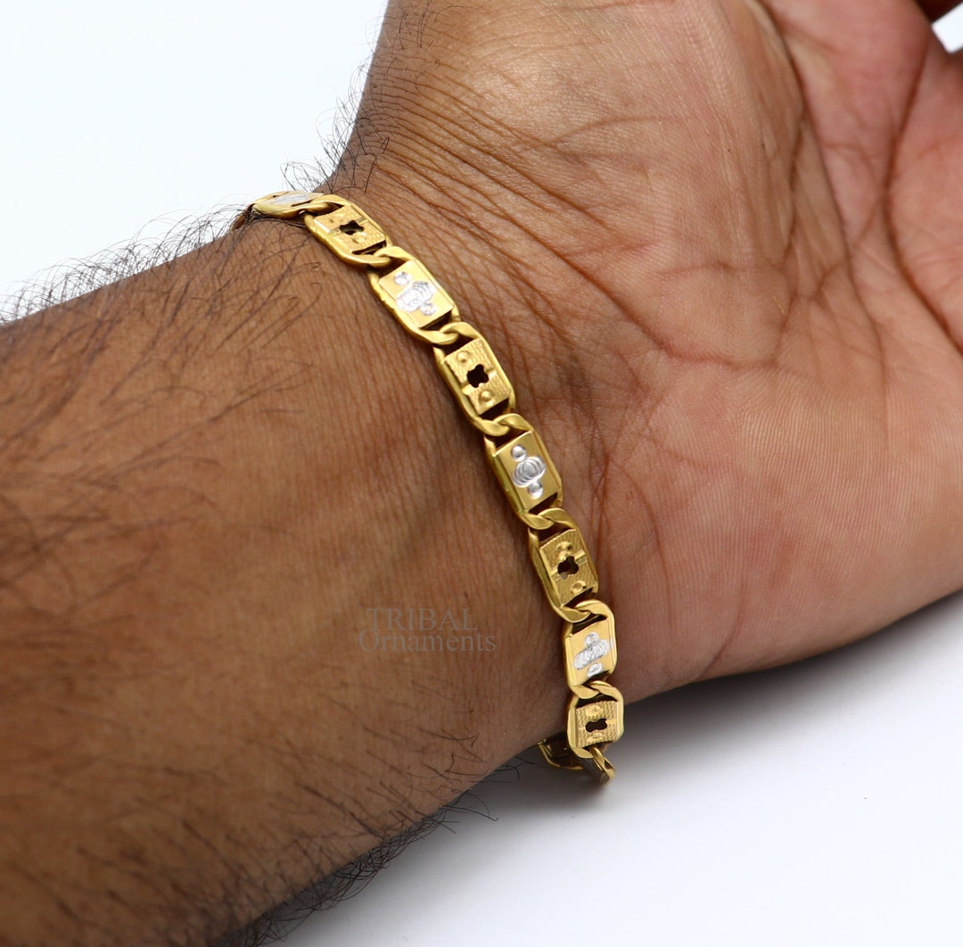 22kt Yellow Gold Handmade Solid Gold Bar Royal Nawabi Chain or Bracelet ...