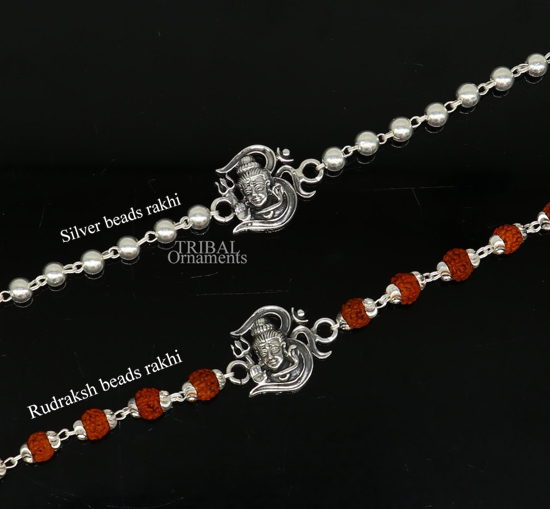Lord Shiva Bracelet 925 Sterling Silver Bracelet Rudraksha Silver Beads ...