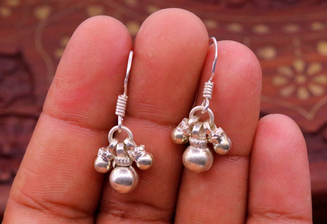 Traditional Design Sterling Silver Hoops Earrings, Fabulous Hanging ...