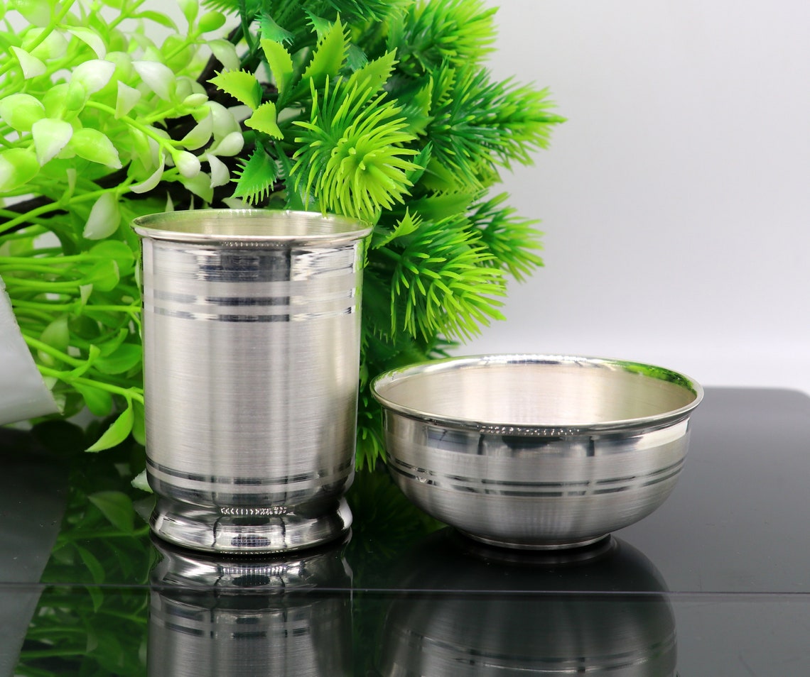 999 Fine Silver Handmade Small Baby Bowl and Water Glass Set - Etsy