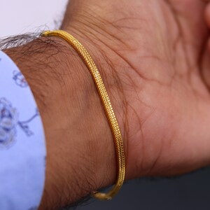 22kt Yellow Gold Handmade Highway Box Chain Solid Bracelet Unisex 91.6% ...