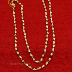 22kt Yellow Gold 3mm Basil Rosary(tulsi) Chain Necklace, Gorgeous ...