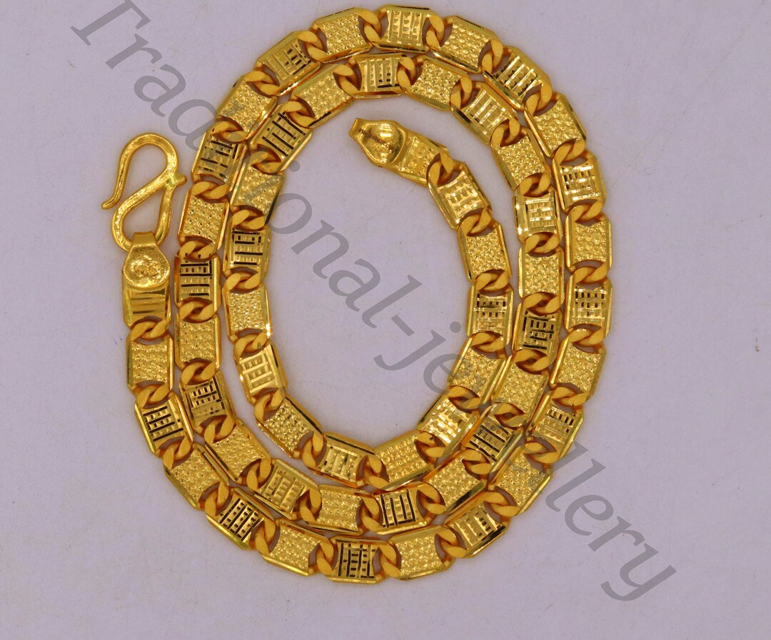 22karat Yellow Solid Gold Fabulous Royal Nawabi Diamond Cut Chain ...
