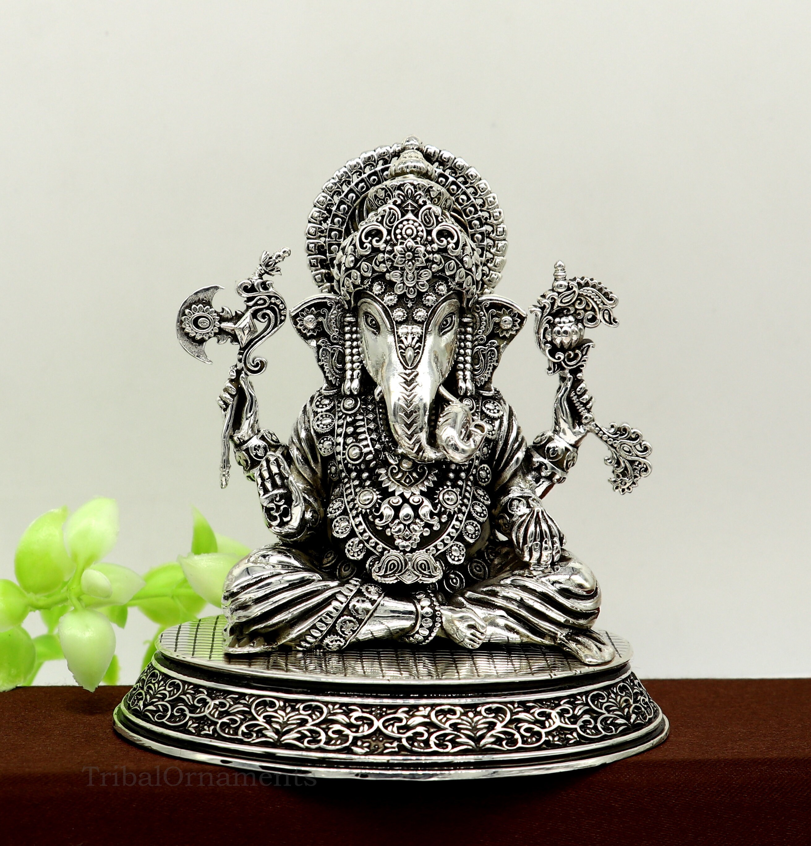 925 Sterling Silver Handmade Customized Hindu God Idol Ganesha Statue ...