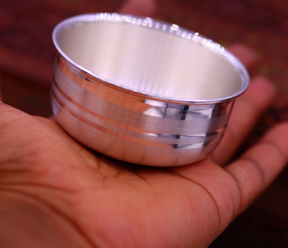 Handmade 999 Solid Silver Baby Bowl, Excellent Silver Utensils From ...