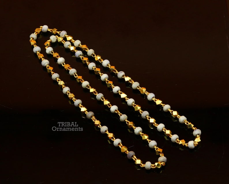 Sterling Silver Handmade Wooden Beads Basil Rosary Beads Silver Chain ...