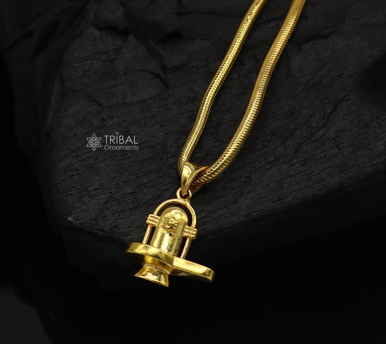 925 Sterling Silver Divine Hindu Idol Lord Shiva Lingam Gold Polished ...