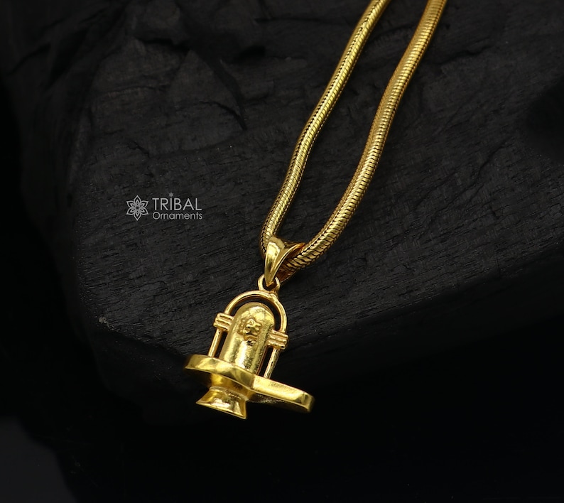 925 Sterling Silver Divine Hindu Idol Lord Shiva Lingam Gold Polished ...