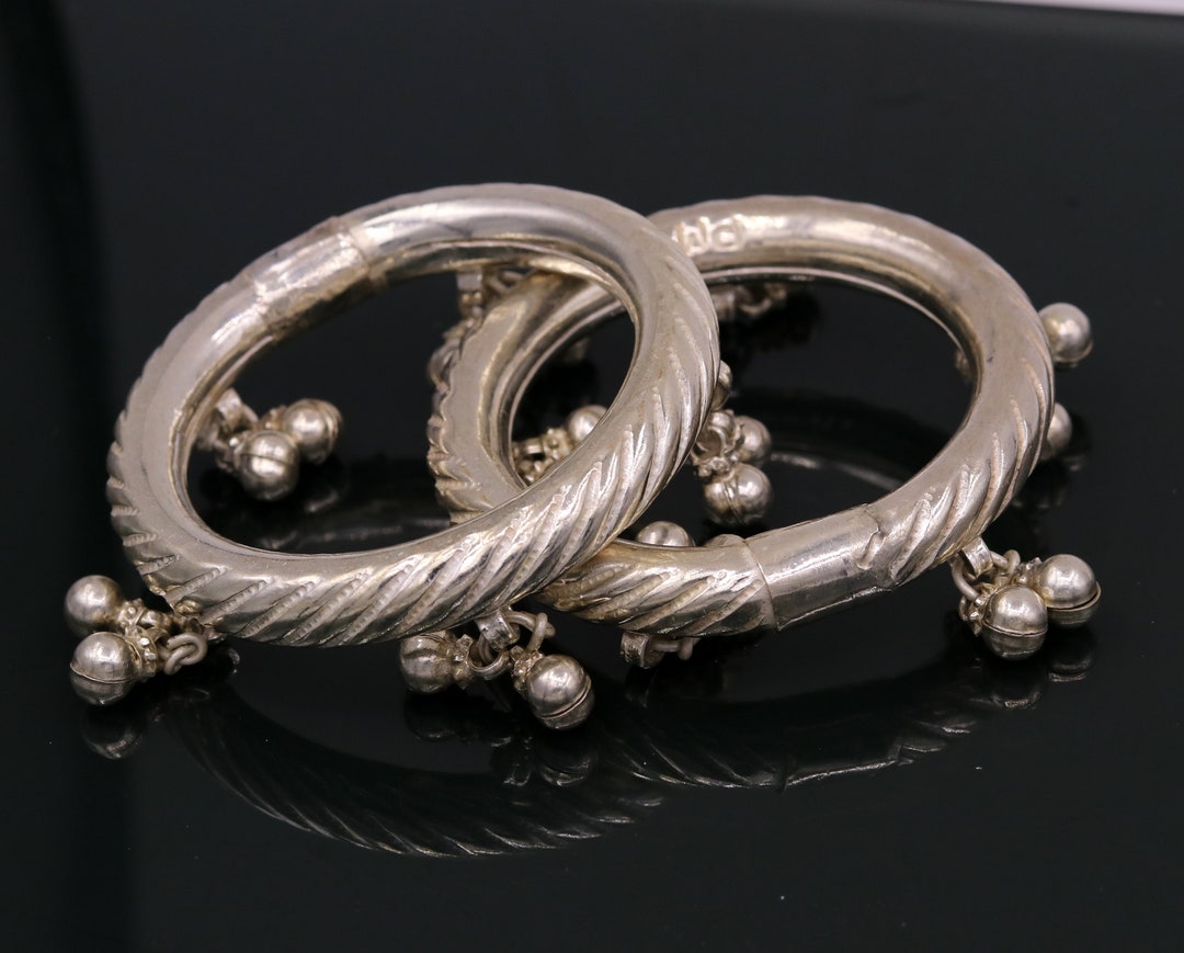 Vintage Antique Design Handmade Sterling Silver Baby Bangle Bracelet ...