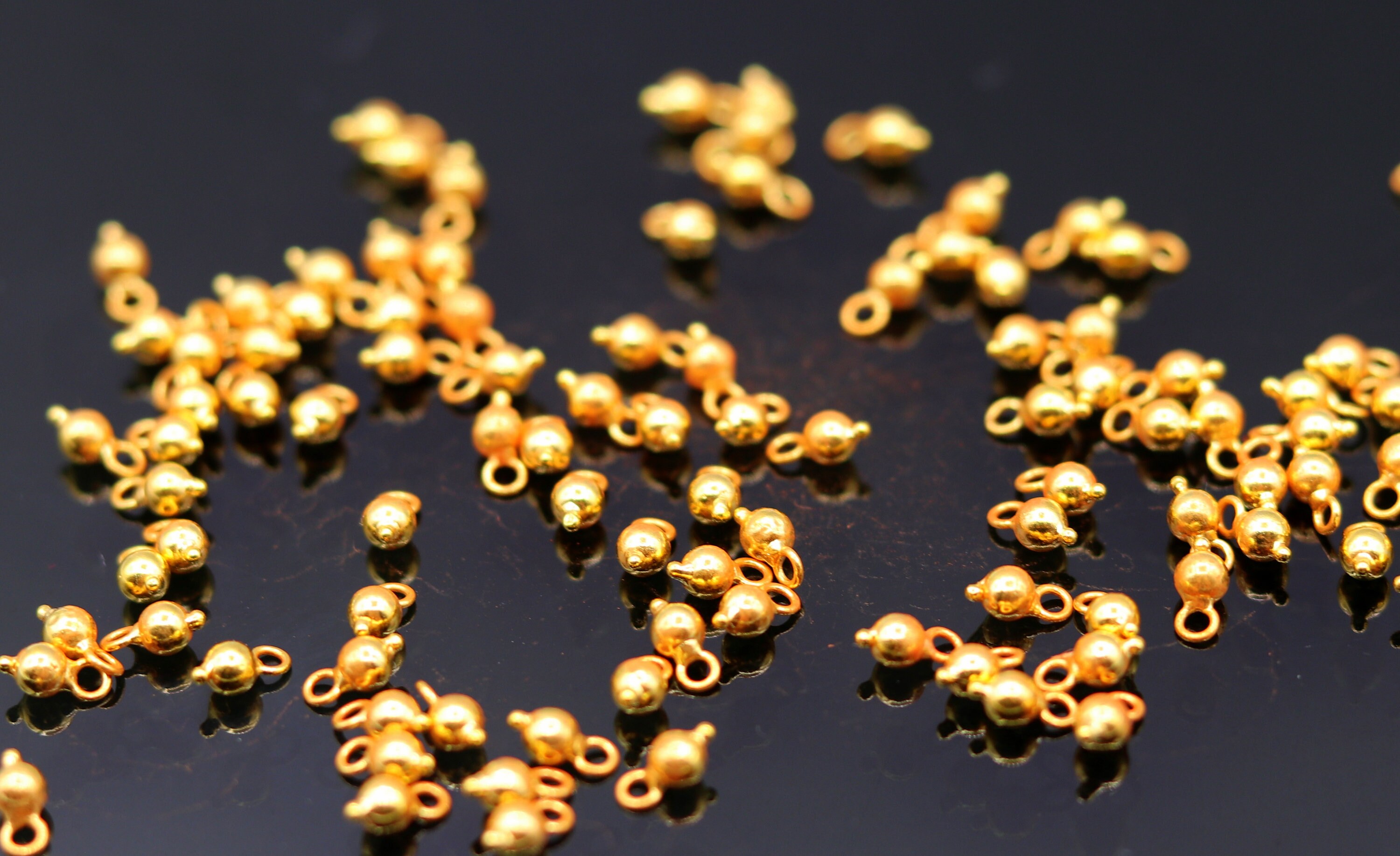 Lot of 20 Pieces Handmade 22kt Yellow Gold Hanging Bells Bead | Etsy