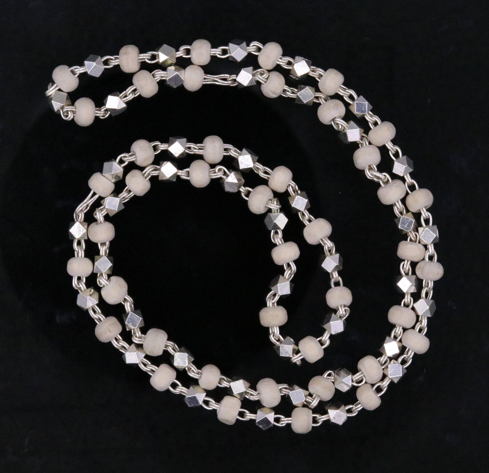 925 Silver Handcrafted Basil Rosary Beads With Silverbeads Necklace ...
