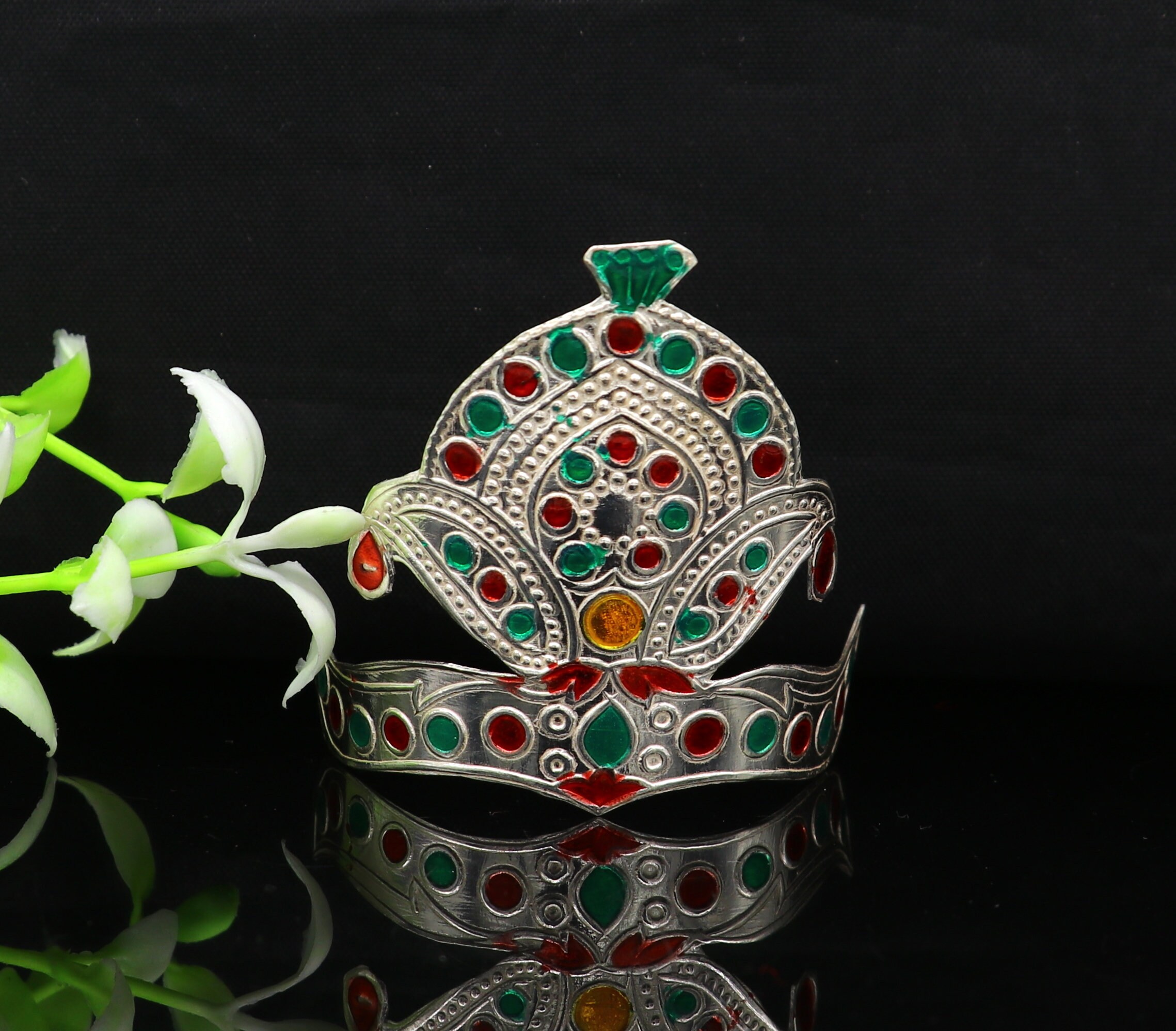 Pure 925 sterling silver vintage antique design mukut crown | Etsy