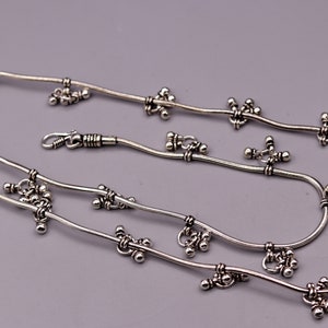 Vintage 925 Sterling Silver Handmade Snake Chain With Hanging Bells ...