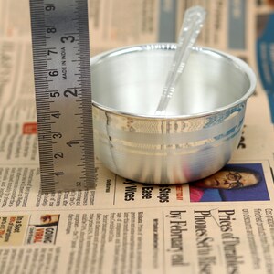 999 Solid Pure Silver Handmade Utensils Bowl and Spoon, Table Serving ...