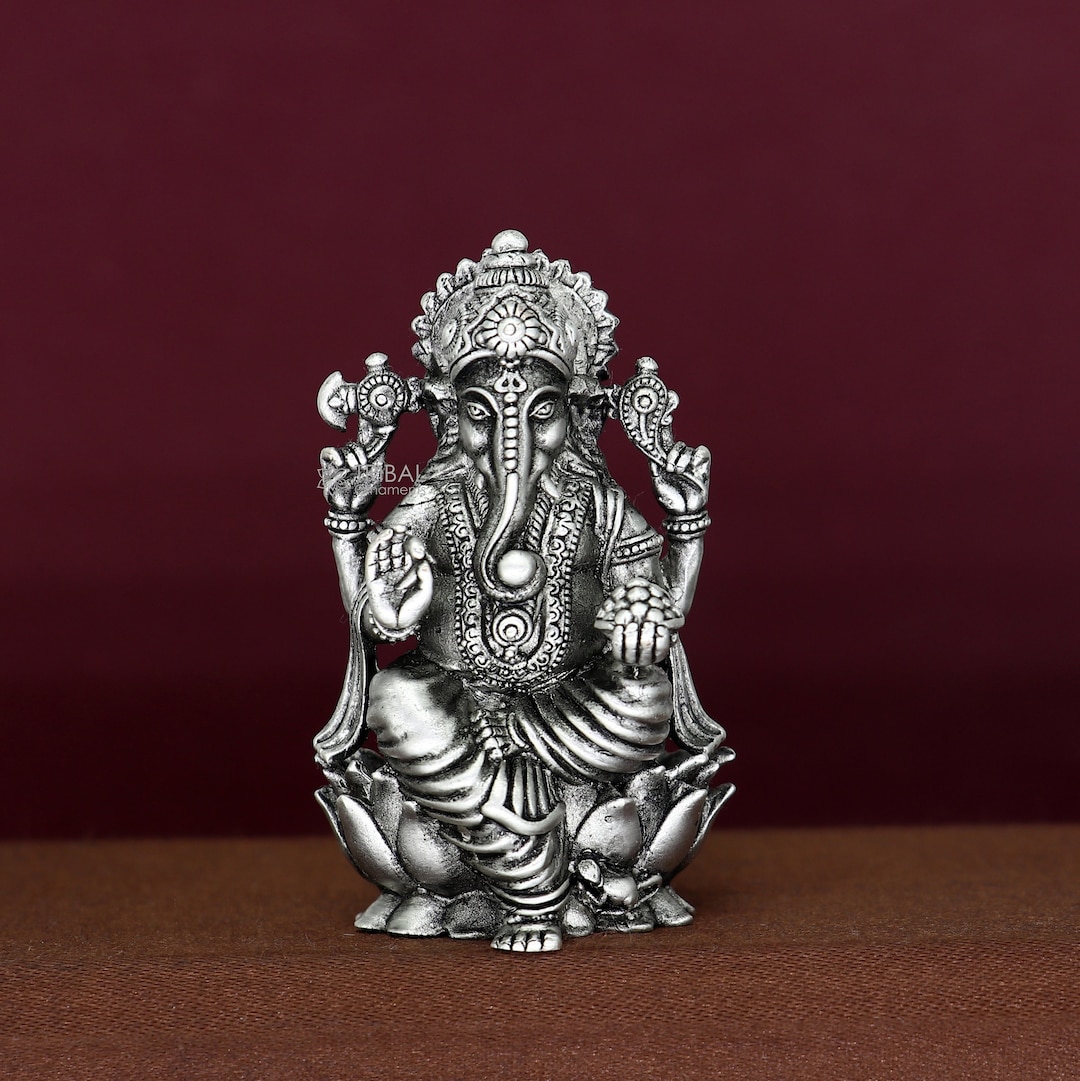 Buy 925 Sterling Silver Lord Ganesh Idol, Pooja Articles, Silver Idols ...