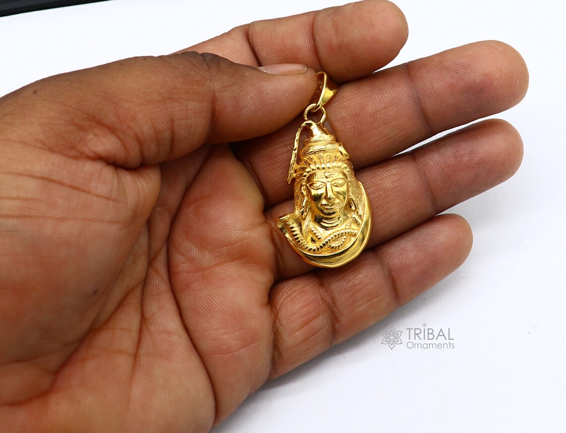 925 Sterling Silver Amazing Gold Polished Idol Lord Shiva Pendant ...