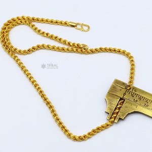 4mm 22k Yellow Gold Handmade Fabulous Rope Chain Necklace Excellent ...