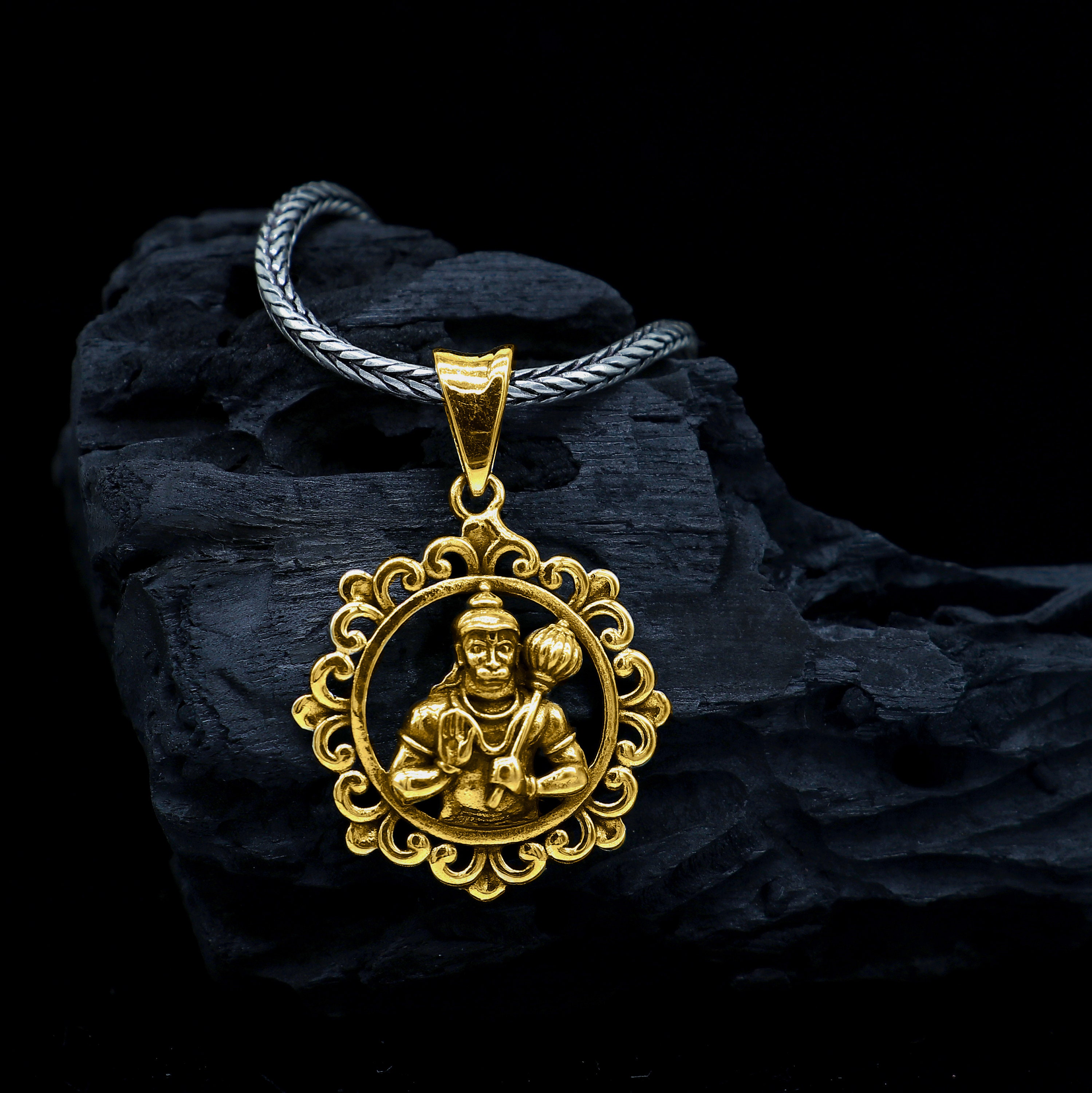 925 Sterling Silver Handmade Hindu Idol God Lord Hanuman Pendant ...
