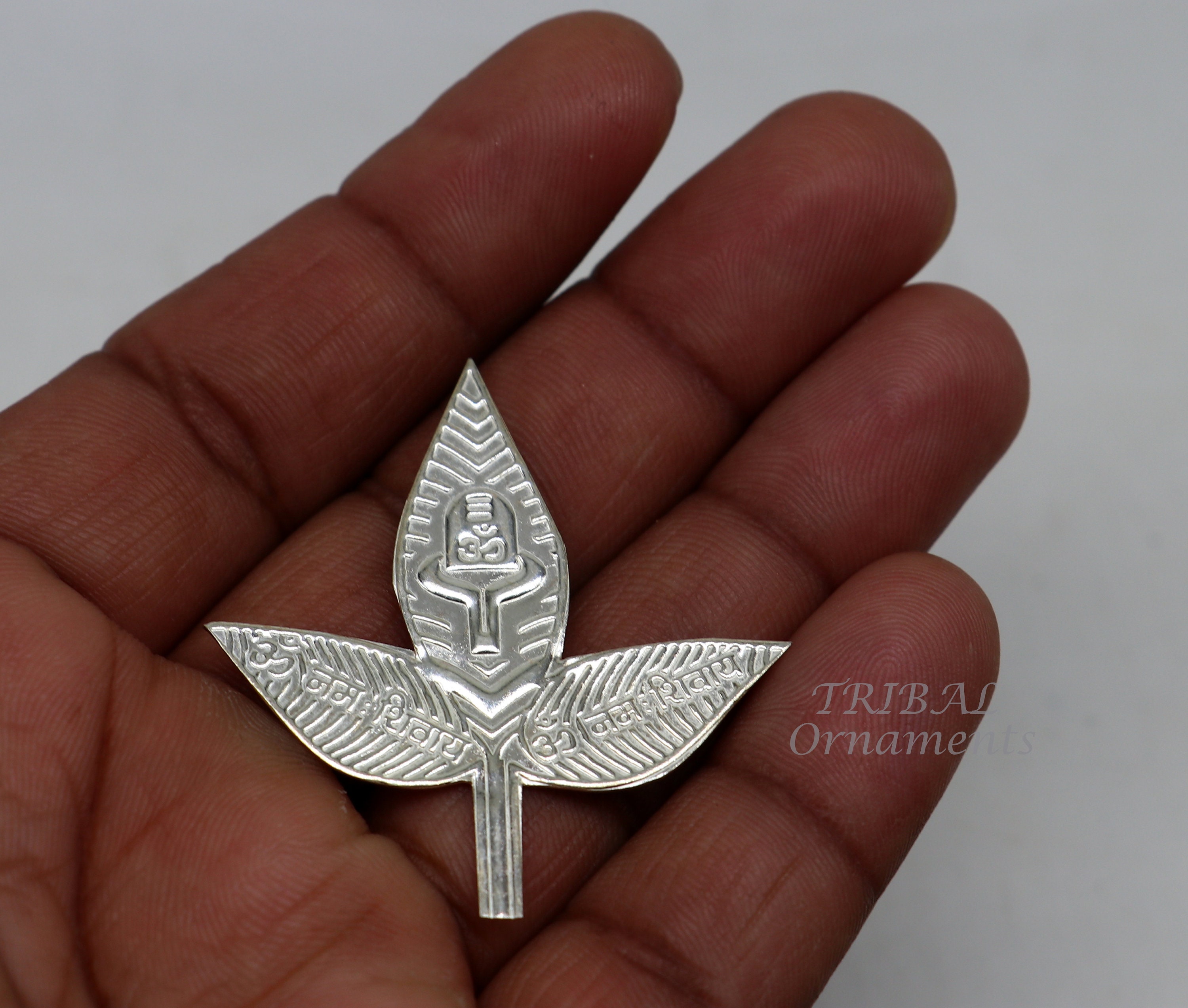 4.5cm Lord Shiva Bel Patra Solid Silver Handmade Solid Belva Patra ...